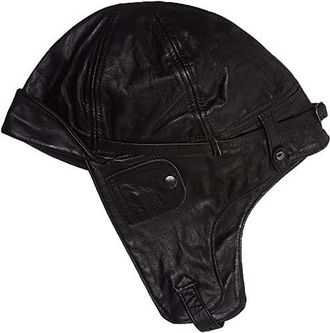 Mil-Tec Bonnet daviateur en cuir, Noir XXL Noir