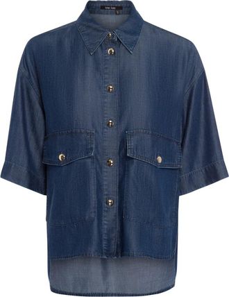 Marc Aurel Femme, Blouses et Chemises, Bleu, Taille: 44 FR Blouse boutonn&eacute;e