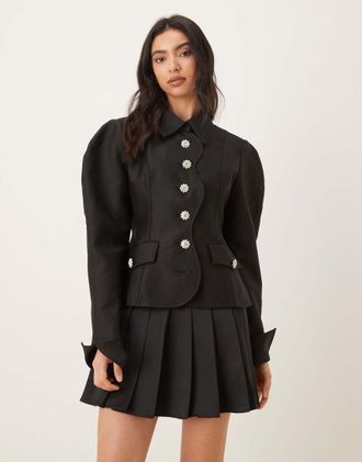 JW PEI Mini-jupe densemble pliss&eacute;e en satin - Noir