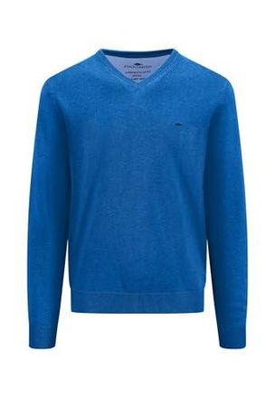 Fynch-Hatton Pull en coton avec col en V, strong blue, M