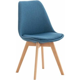 Clp Chaise enfant scandinave en tissu bleu - Corps en polypropyl&egrave;ne robuste - Jambes en bois de h&ecirc;tre - Confort optimal pour repas et &eacute;tudes