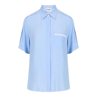 Iceberg Femme, Blouses et Chemises, Bleu, Taille: 34 FR Chemise Comfort Fit &agrave; Manches Courtes