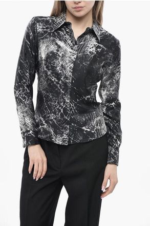 Alexander McQueen Printed Silk-Satin Shirt size 38