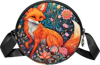 Generic Petit sac &agrave; bandouli&egrave;re circulaire pour femme, petit sac &agrave; bandouli&egrave;re avec fermeture &eacute;clair, bretelles r&eacute;glables, sac &agrave; main rond d&eacute;contract&eacute; pour fe
