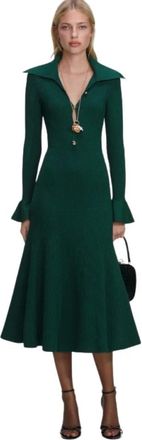 Self Portrait Femme, Robes, Vert, Taille: 36 FR Robe Midi en Mousseline