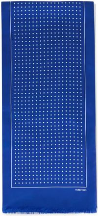 Tom Ford Homme, Accessoires, Bleu, Taille: ONE Size Foulard en soie avec franges