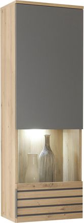 MID.YOU Mid.you H&auml;ngevitrine, Grau, Eiche Artisan, Glas, Holzwerkstoff, 1 F&auml;cher, 40x122x30 cm, Made in EU, Beim&ouml;bel erh&auml;ltlich, h&auml;ngend, Wohnzimmer, Wohnw&auml;nd