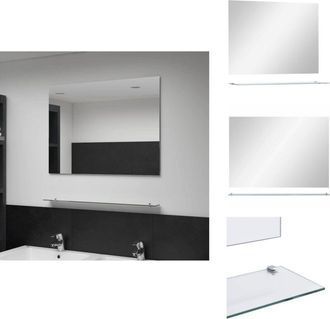 vidaXL Wandspiegel mit Regal 80&times;60 cm Hartglas - Wandspiegel - Spiegel Mit Regal - Badezimmerspiegel - Wohnzimmerspiegel - Schlafzimmerspiegel
