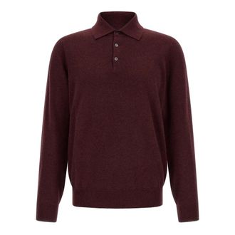 Brunello Cucinelli Kaschmir-Strick-Poloshirt - - Tops - Herren - Rot - 2XL