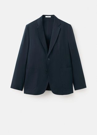 Mango Veste de costume slim-fit lin et lyocell m&eacute;lang&eacute; bleu marine - Homme - 46 - MANGO MAN