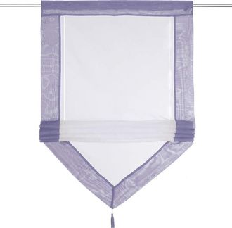 Liya Raffrollo mit Quaste Dreieck Raffgardine Voile Transparent Tunnelzug Vorhang (BxH 80x140cm, Violett)