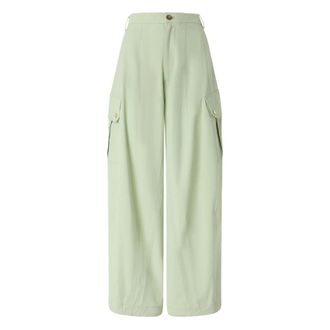 Pinko Pinko, Femme, Pantalons, Vert, Taille: 36 FR Pantalon Fluide en Coton