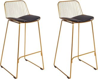 Beliani Beliani - Lot 2 Chaises de Bar Design Assise en Cuir pu et Structure Dossier en Fil Métal Doré Pensacola