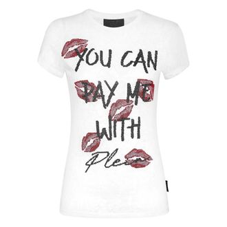 Philipp Plein Femme, Tops, Blanc, Taille: 46 FR T-shirt Pure avec Cristaux