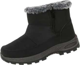 Generic Bottes dhiver pour femme avec doublure en polaire chaude - Bout rond - Talon plat classique - Fermeture &eacute;clair lat&eacute;rale - Confortables - Antid&eacute;rapante