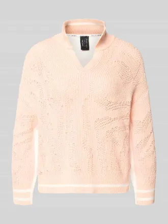 Marc Cain Strickpullover mit Stehkragen und V-Ausschnitt