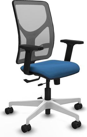 Piqueras y Crespo Schreibtischstuhl mit 2D-Armen, h&ouml;henverstellbare Lendenwirbelst&uuml;tze, ausgestattet mit Syncro/Traslack und Schneideschaum, Grau/Hellblau