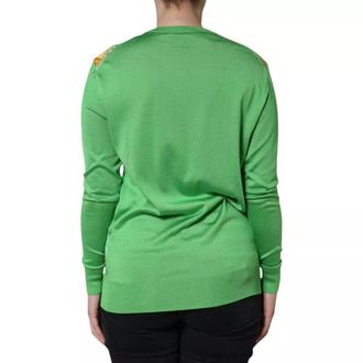 Dolce & Gabbana Womens Green Silk Granita Al Limone Long Sleeves Sweater Clothing