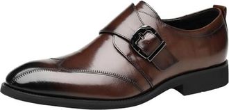 Generic Chaussures Oxfords pour Hommes Confortables, Derby Mens Shoes, en Cuir Nouveau mod&egrave;le &agrave; la Mode Couleur et Pure Bout Pointu Talon Bas Sangle &agrave; Boucle 