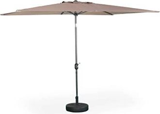 Alice's Garden Parasol droit rectangulaire 2x3m - Touquet taupe - m&acirc;t central en aluminium orientable et manivelle douverture