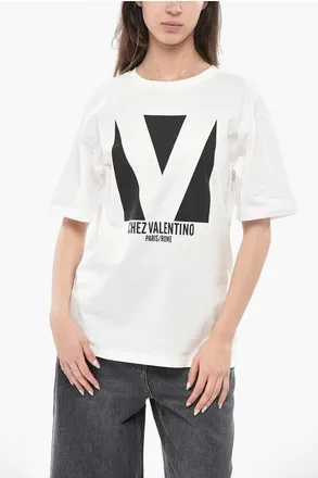Valentino Cotton Crewneck T-Shirt CHEZ VALENTINO with Printed Logo size M