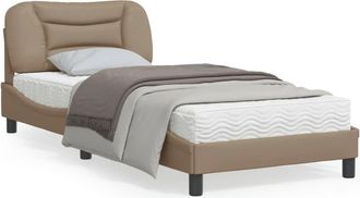 Generic Bettgestell mit LED ohne Matratze, mit Kunstleder Gepolstertes Kopfteil, Moderner Stil f&uuml;r Schlafzimmer und Heimkino-dekors (90 x 190 cm)