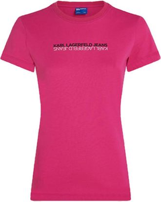 Karl Lagerfeld Womens, Slim Short Sleeve Reflection Tee, Slim Fit, Very Berry, L