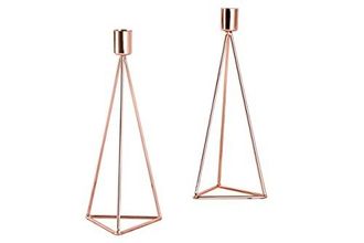 Echtwerk Set de 2 Bougies Chauffe-Plat/Bougies Modern Big, &eacute;dition cuivre, Design g&eacute;om&eacute;trique, bougeoir votif pour Le Salon/la Table &agrave; Manger, d&eacute;coration de Ta