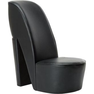 vidaXL Vidaxl - Chaise en forme de chaussure &agrave; talon haut Noir Similicuir