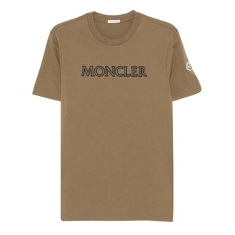 Moncler Logo T-Shirt aus Baumwolljersey - - Tops - Herren - Braun - M