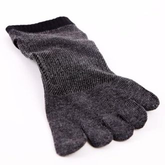 Hemobllo Lot de 2 Paires de Chaussettes à Cinq Doigts Basses en Coton Gris Foncé Respirantes et Absorbant la Transpiration Chaussettes à Orteils Séparés pour H