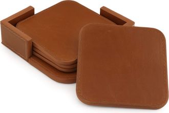 LondoDesign Untersetzer aus Leder (4er Set) - Premium Tischuntersetzer f&uuml;r Kaffeeglas, Getr&auml;nkeglas - rutschfeste Oberfl&auml;che