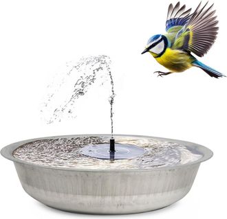 Matches 21 Solarbrunnen Set f&uuml;r drau&szlig;en XXL 50 cm Zink Schale - Dekoschale und Schwimmende Solar Springbrunnen Font&auml;ne als Outdoor Wasserspiel - Au&szlig;en Gartenbrun