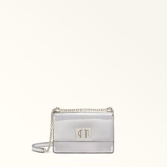 Furla 1927 Umh&auml;ngetasche Mini Color Silver Metallic Stoff Mit Spiegeleffekt Damen