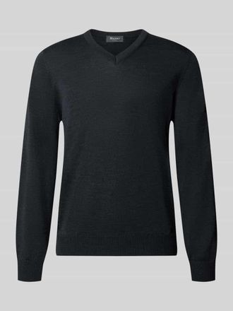 Maerz Regular Fit Strickpullover aus reiner Schurwolle mit V-Ausschnitt