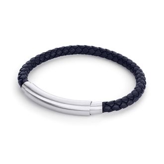 Fynch-Hatton FYNCH HATTON Lederarmband mit Edelstahl in blau FHJ-0096-B-88