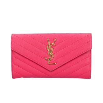 Saint Laurent Portefeuille long vintage doccasion - Femme - Pre-owned - Rose - Taille: ONE Size