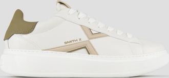 Alexander Smith College Man in white leather, ivory logo and green back