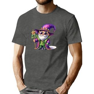 Generic T-shirt Mardi Gras pour homme - Imprim&eacute; nain de nain &agrave; col ras du cou - T-shirt d&eacute;contract&eacute; tendance pour carnaval, voyage quotidien, gris fonc&eacute;, 5XL