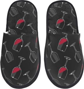Generic Accueil Pantoufles Verre &Agrave; Vin Noir &Agrave; Motif Cool Portative Pantoufles En Feutre R&eacute;utilisables Chaussons DInt&eacute;rieur Pour Chambre Automne Invit&eacute; M