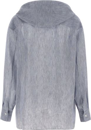 Brunello Cucinelli Linen-Silk Blend Hoodie - Blue