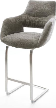 DELIFE Barstuhl Yago-Flex Boucl&eacute; Soft Schlamm Freischwinger Flach Edelstahl Silberfarben Taschenfederkern, Barst&uuml;hle