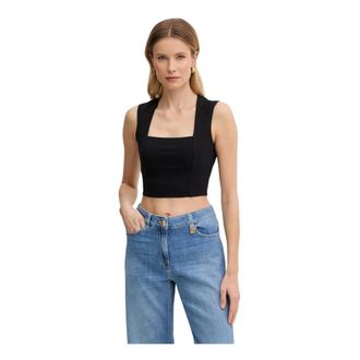 Patrizia Pepe Kurzes Top mit eckigem Ausschnitt - - Tops - Damen - Schwarzk - L
