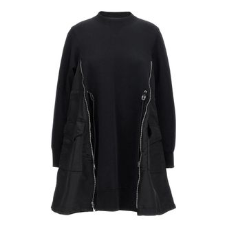sacai Robe Sweat &Eacute;ponge x Serg&eacute; de Nylon - Femme - Robes - Noir - Taille: 40 FR