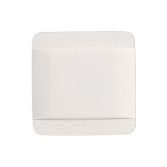 Villeroy & Boch Manufacture Rock Blanc Assiette plate carrée élégante en porcelaine haut de gamme, passe au lave-vaisselle, blanc