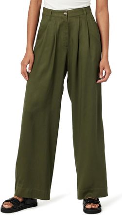 The Drop Amalia Relaxed Pleated Trousers Hose, Dark Forest, XL