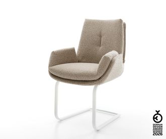 DELIFE Freischwinger Clea-Flex Boucl&eacute; Schlamm Freischwinger flach Wei&szlig;, Esszimmerst&uuml;hle