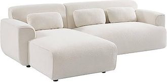 Sweeek Alices Home - Canap&eacute; 3 Places. Angle Gauche. Tissu Bouclette. Wallas. L 196 x P 151/91 / x H 73cm