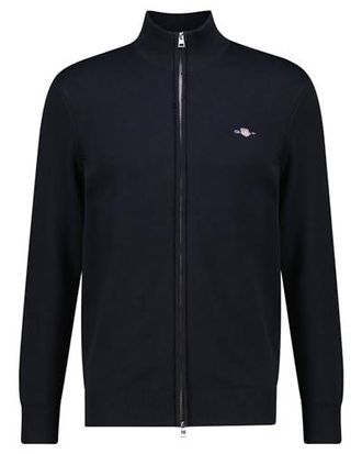 GANT Zip Cardigan Zipp&eacute; en Coton Casual, Black, XL Homme