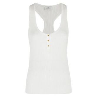 Elisabetta Franchi Femme, Tops, Blanc, Taille: 42 FR Micro-braided Knit Top